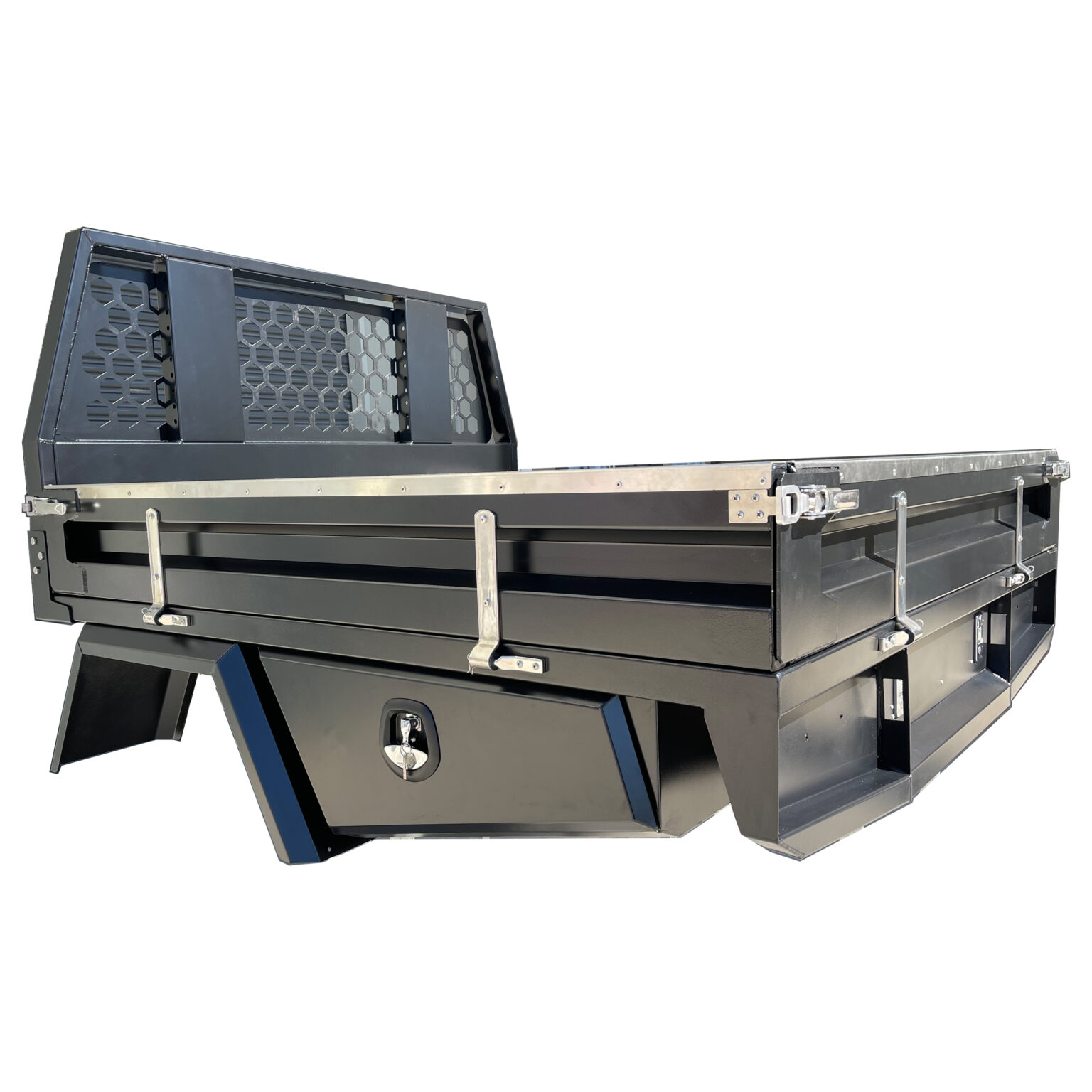Dual Cab Aluminium Ute Tray w/Headboard- Satin Black 1730mm LongKylin ...