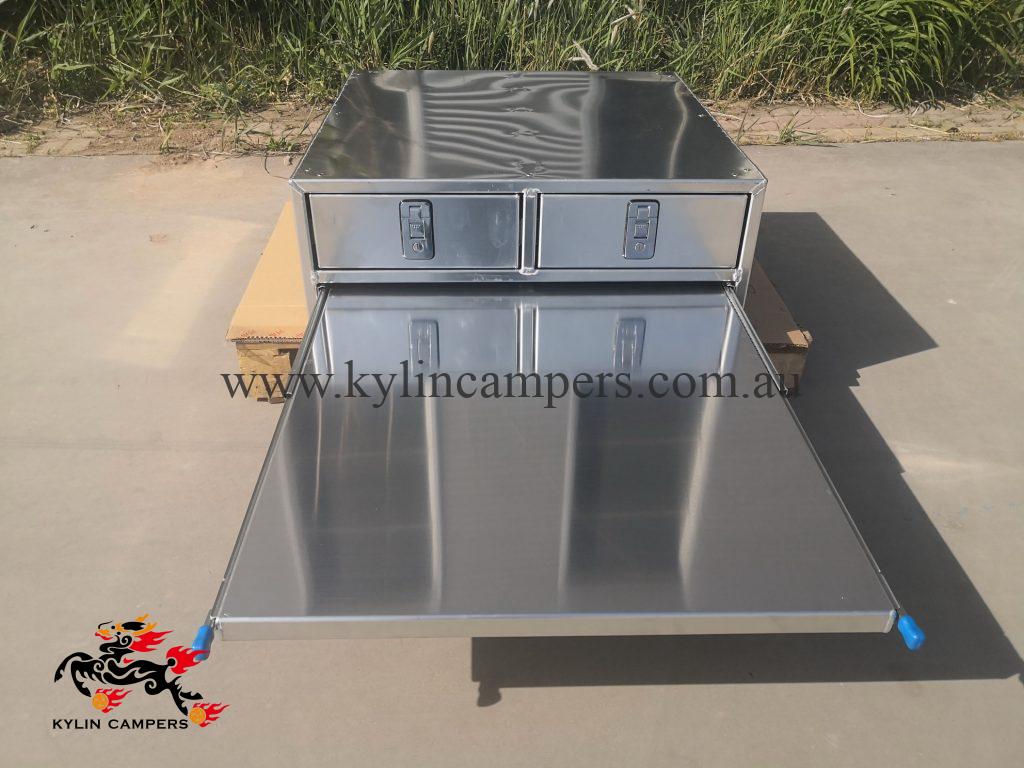 Aluminium Ute Canopy Dual Drawer with table - Kylin CampersKylin Campers