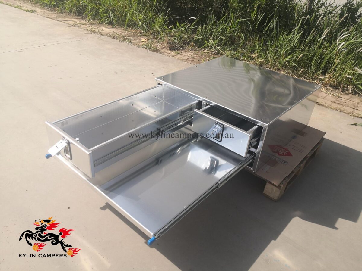 Aluminium Ute Canopy Dual Drawer with table - Kylin CampersKylin Campers