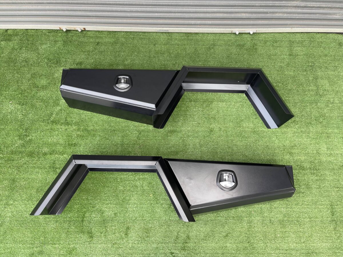 Ute Tray Wheel Guards and 880mm Tapered Toolboxes Package (Black)Kylin ...