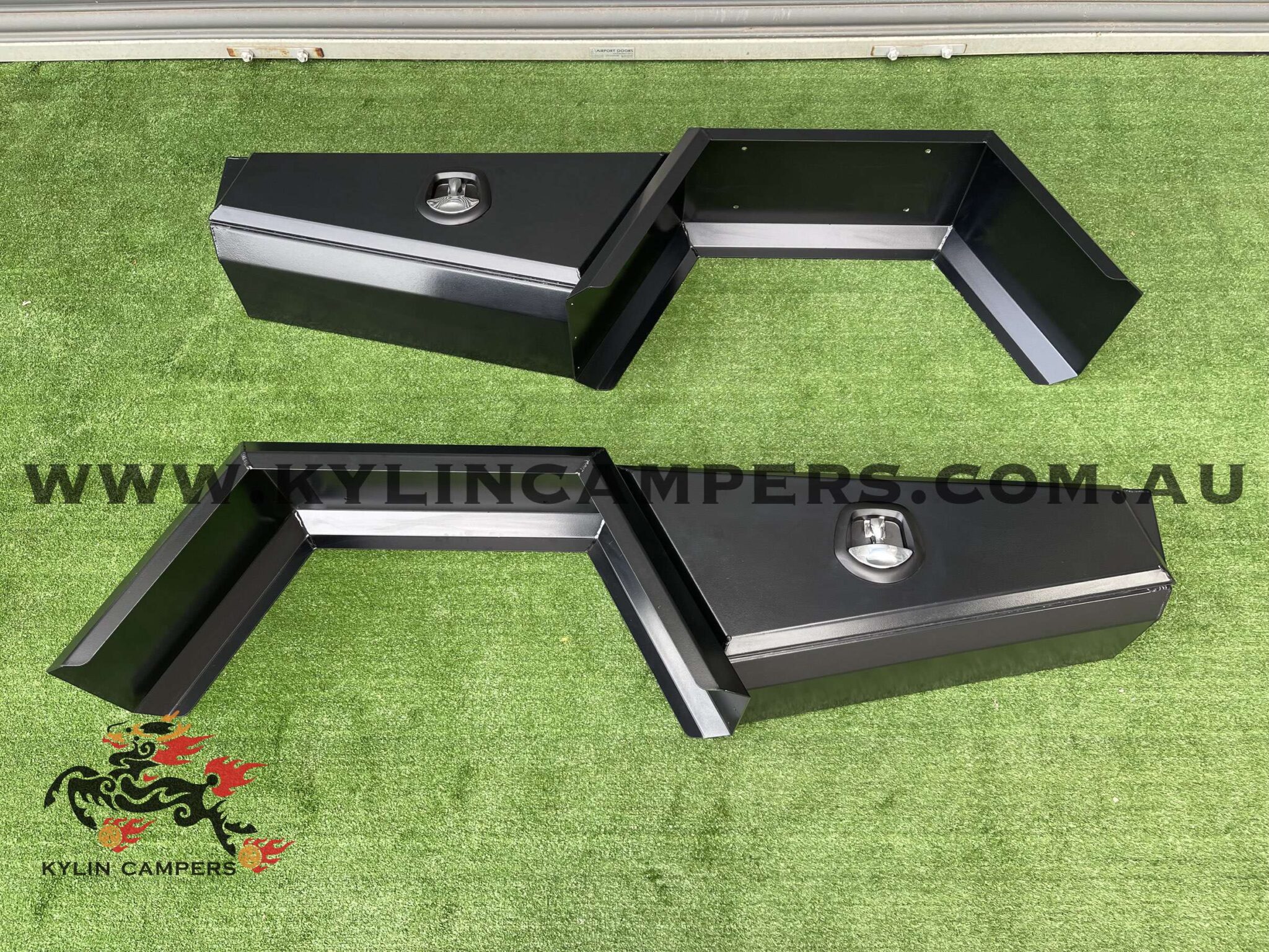 Ute Tray Wheel Guards and 880mm Tapered Toolboxes Package (Black)Kylin ...