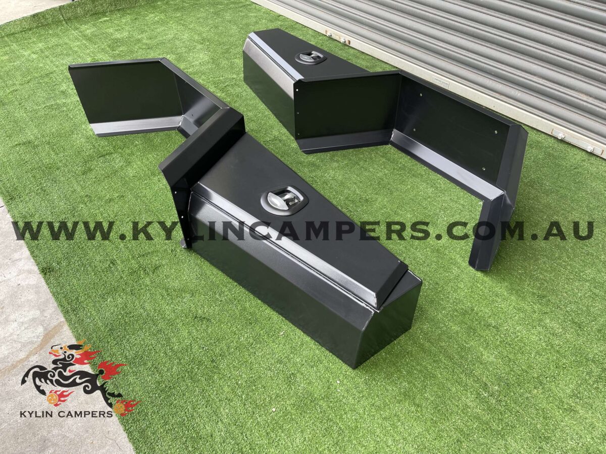 Ute Tray Wheel Guards and 880mm Tapered Toolboxes Package (Black)Kylin ...