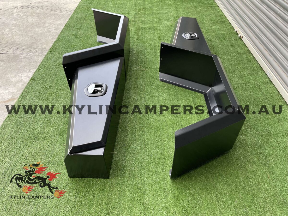 Ute Tray Wheel Guards and 880mm Tapered Toolboxes Package (Black)Kylin ...