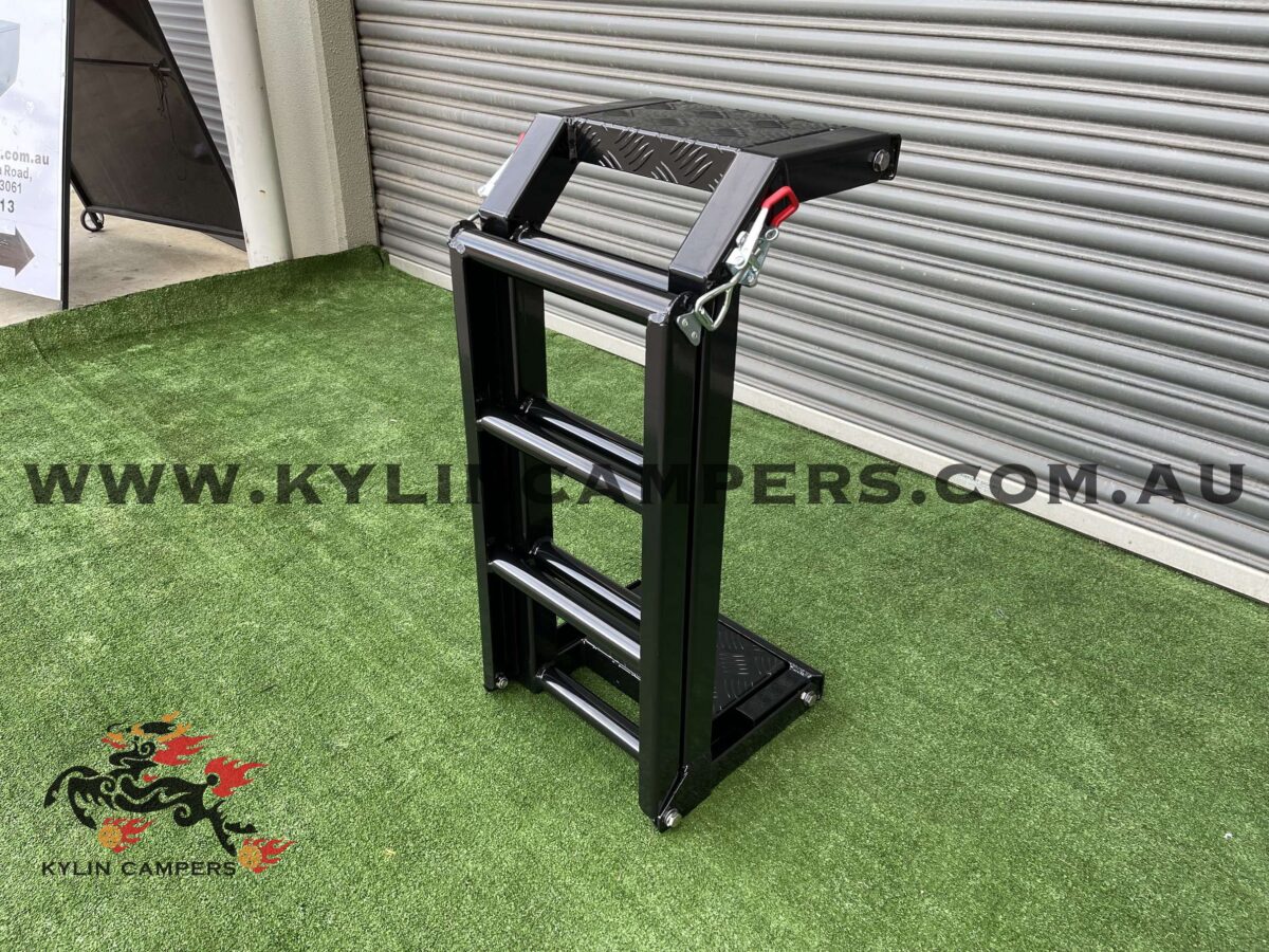 Adjustable Black Alloy Ladder for Ute Canopy -Kylin Campers