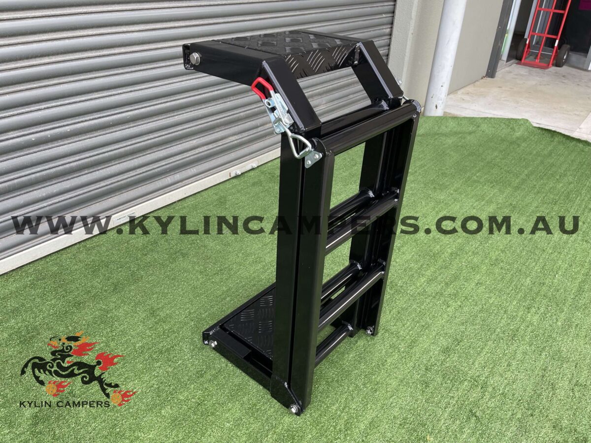 Adjustable Black Alloy Ladder for Ute Canopy -Kylin Campers