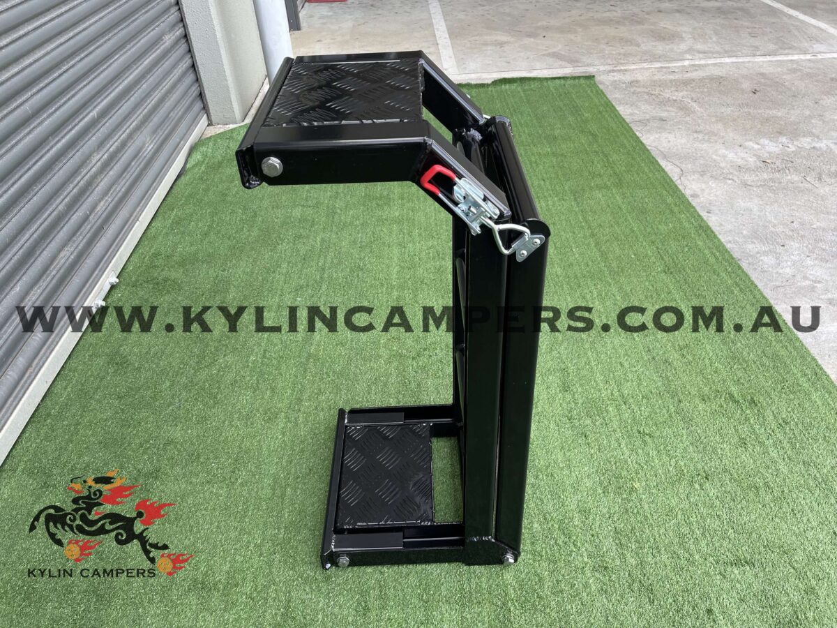 Adjustable Black Alloy Ladder for Ute Canopy -Kylin Campers