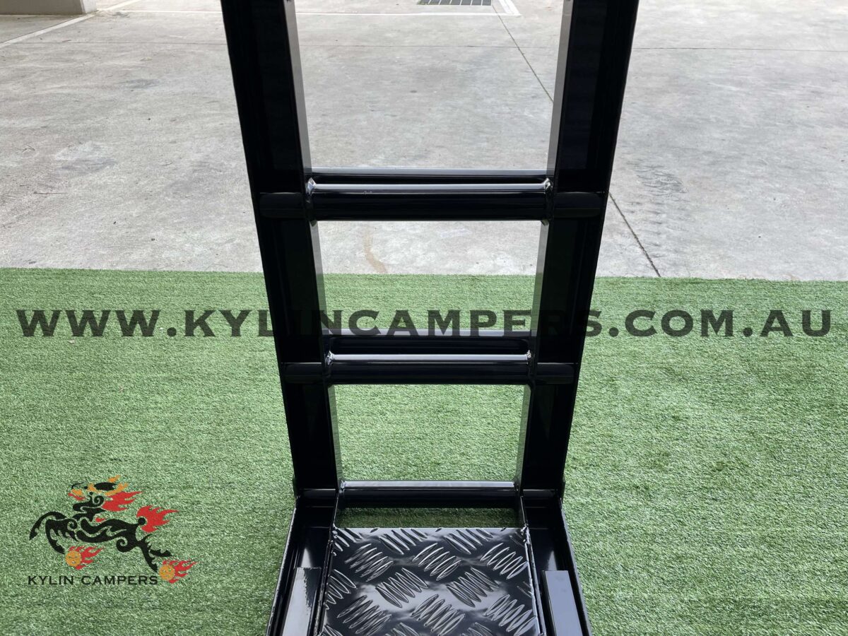 Adjustable Black Alloy Ladder for Ute Canopy -Kylin Campers