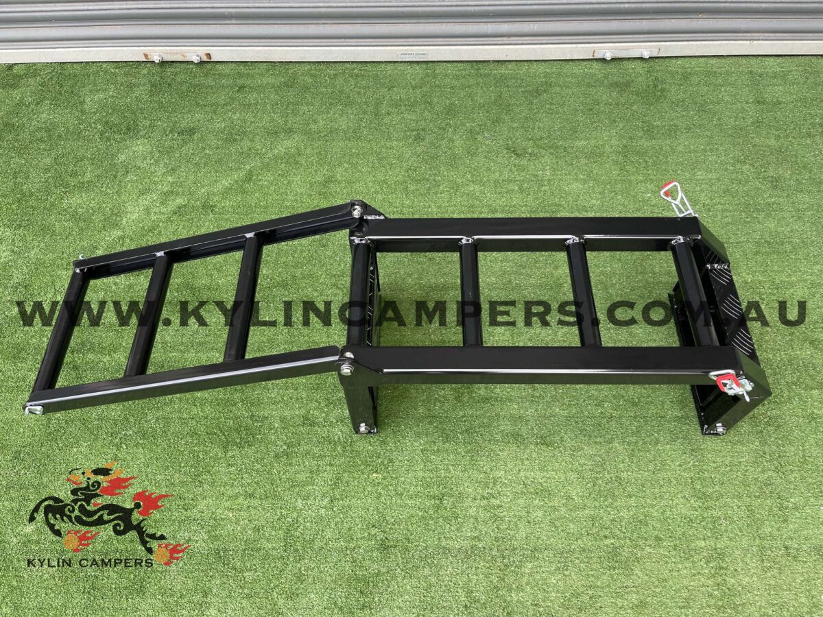 Adjustable Black Alloy Ladder for Ute Canopy -Kylin Campers