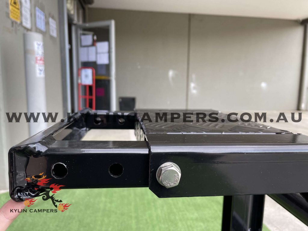 Adjustable Black Alloy Ladder for Ute Canopy -Kylin Campers