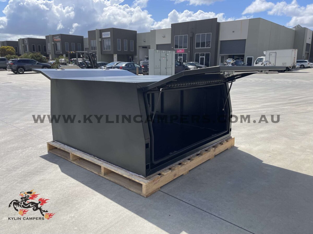 1800mm Long Dual Cab Black Alloy Jack Off Canopy (2 doors)Kylin Campers