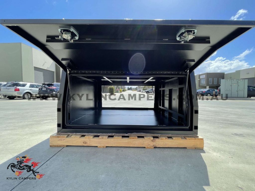 1800mm Long Dual Cab Black Alloy Jack Off Canopy (2 doors)Kylin Campers