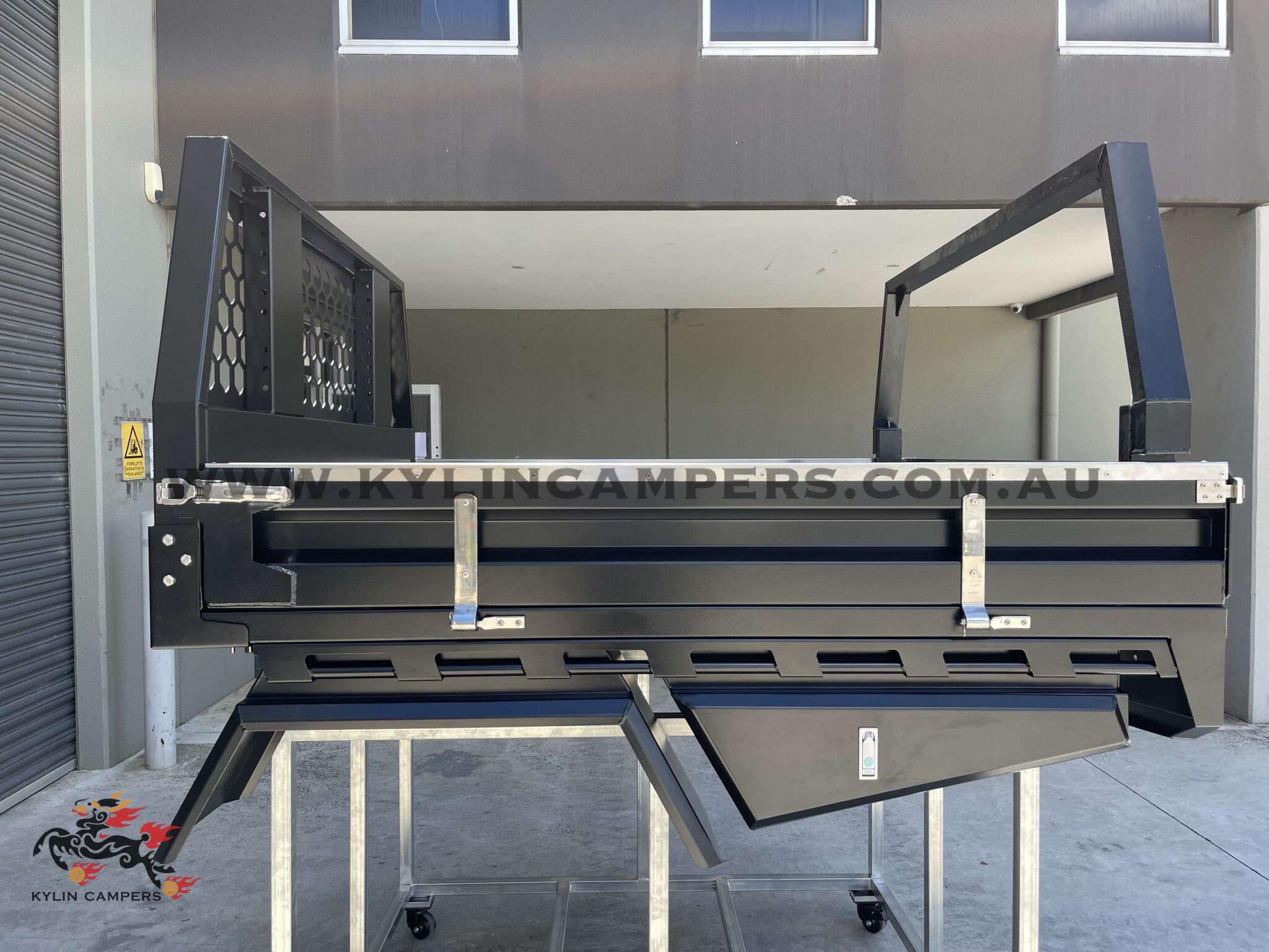 Dual Cab Aluminium Ute Tray - Satin Black (1880L)Kylin Campers