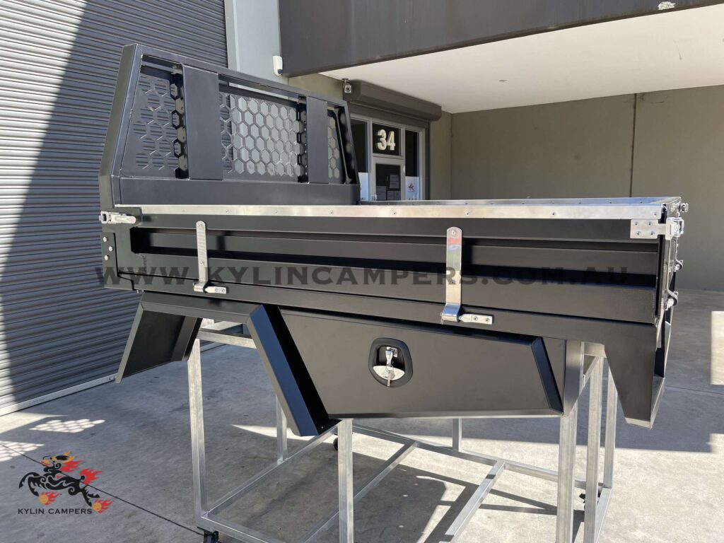 Dual Cab Aluminium Ute Tray - Satin Black (1880L)Kylin Campers