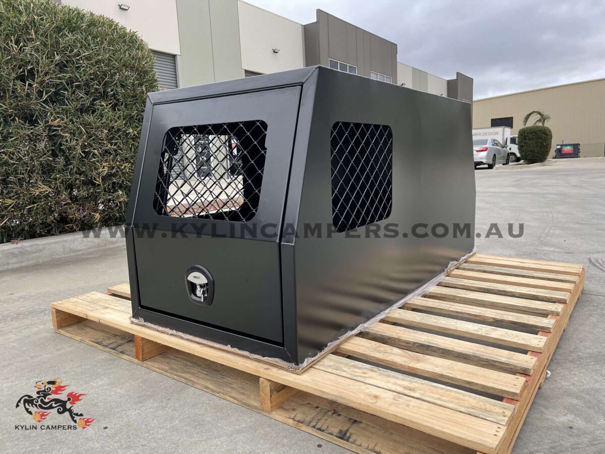 800mm Black Flat Plate Ute Canopy With Dog CageKylin Campers