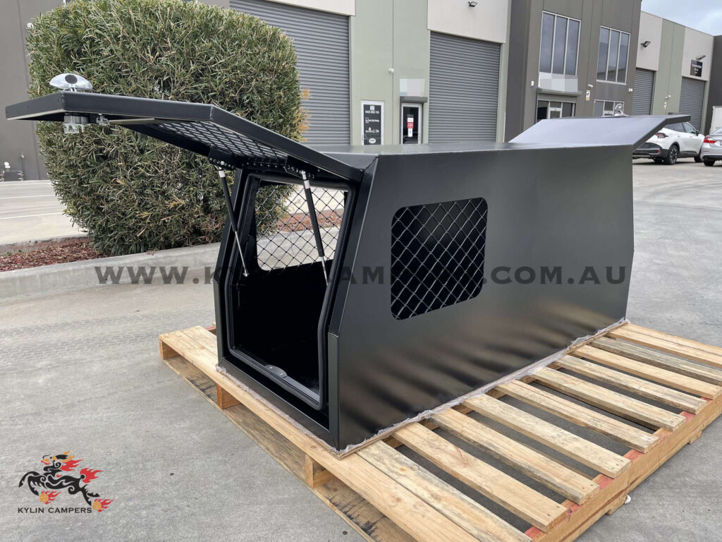 800mm Black Flat Plate Ute Canopy With Dog CageKylin Campers