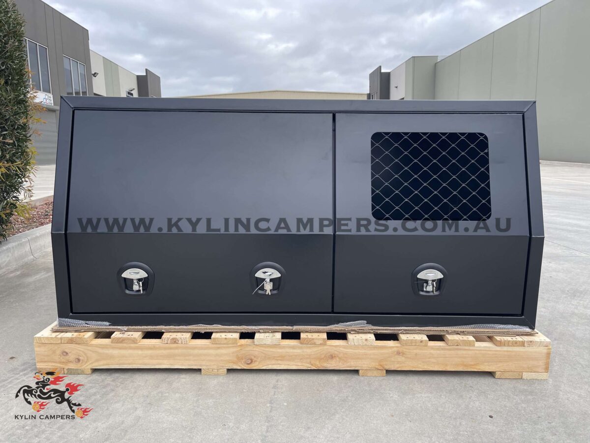 Dual Cab Black Alloy Ute Canopy with Dog BoxKylin Campers