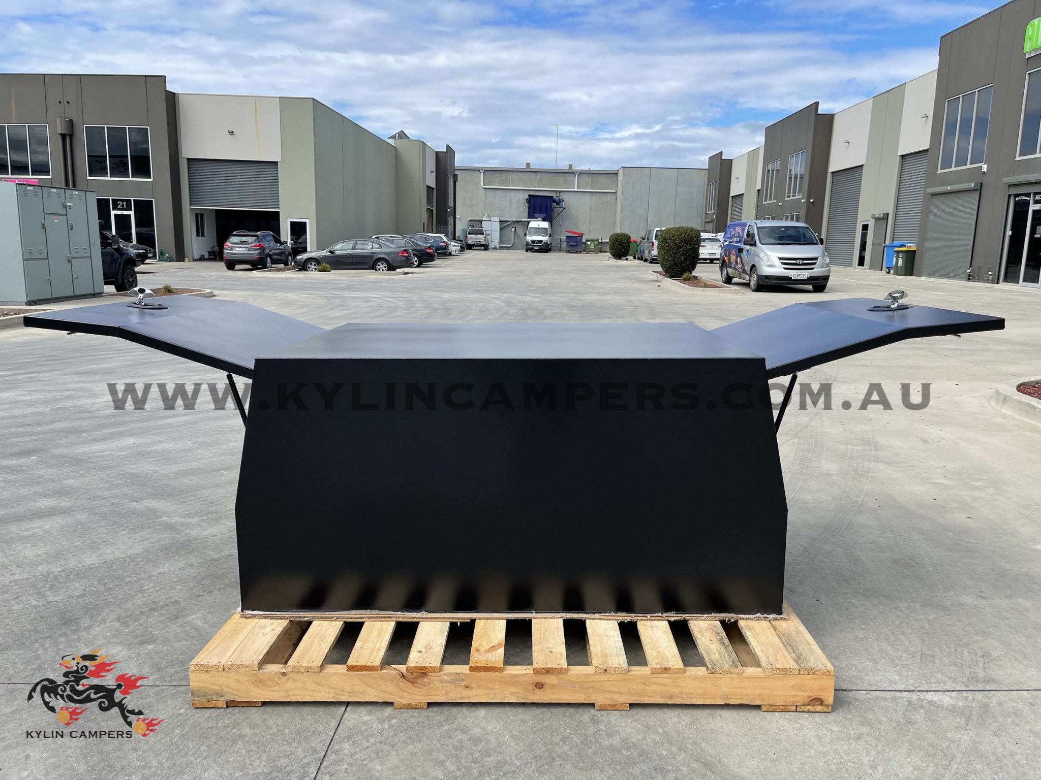 1200mm Black Flat Plate Half Canopy - (three point locking) -Kylin Campers